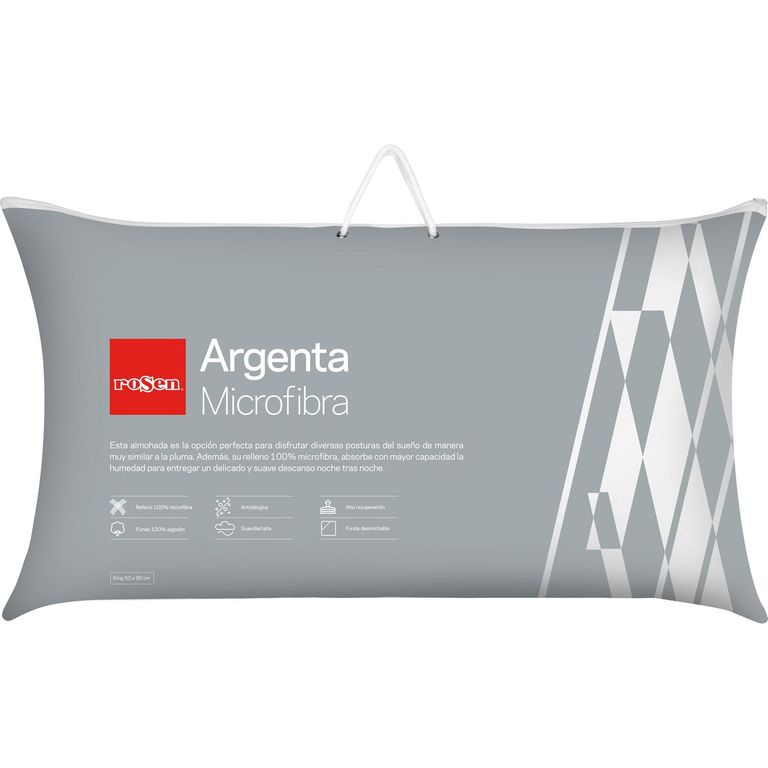 Almohada Microfibra Argenta de Fibra sintética para Dormir 50x90 cm ...