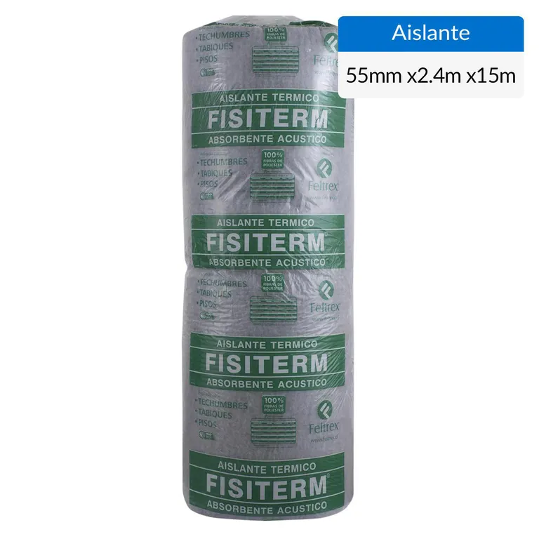 FISITERM Lana Aislante Térmico Poliéster 55 mm 2,40x15 m R94 ...