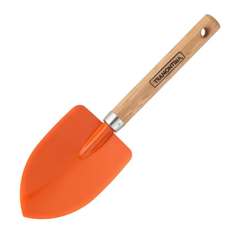 TRAMONTINA - Palita ancha de acero naranjo con mango de madera | Ofertitas