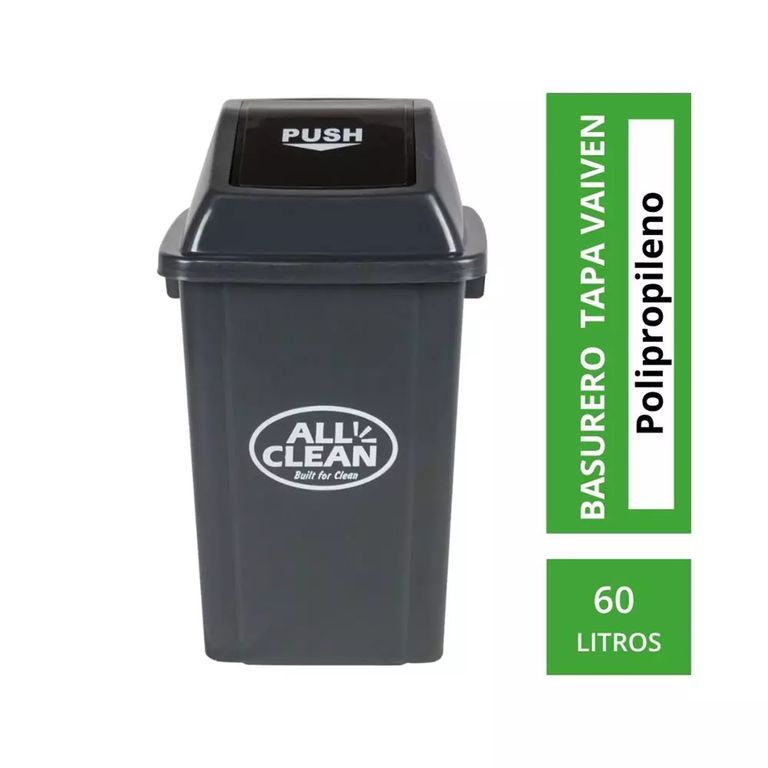 Basurero 60 Litros PVC Gris Oscuro | Sodimac - Falabella