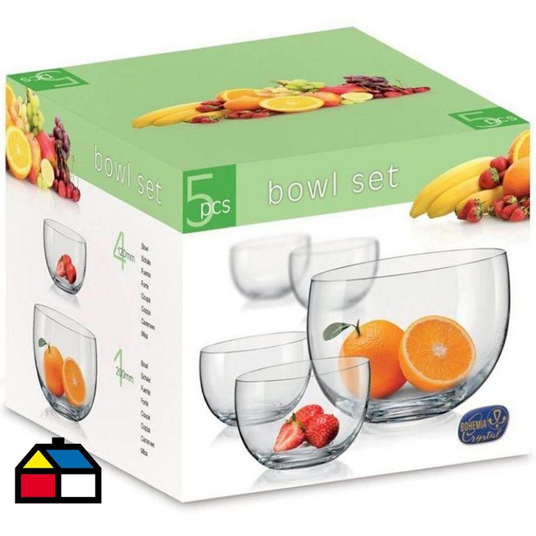 Set de Bowls Bohemia 5 Piezas Transparente 250 ml | Sodimac Chile