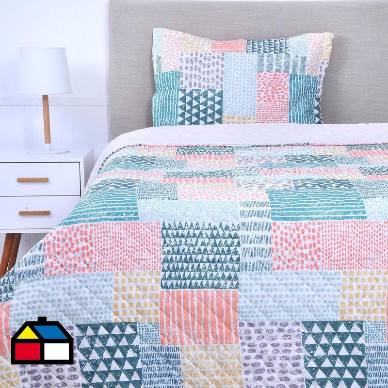 Cubrecama Quilt 1.5 plazas Cosido Patchwork Multicolor | Sodimac - Falabella