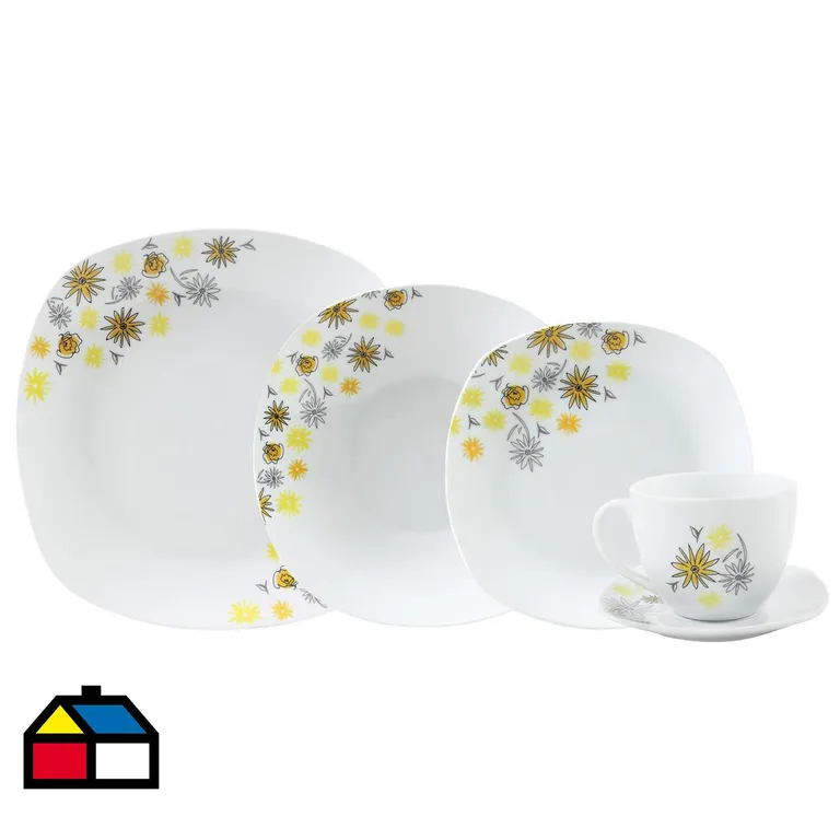 Juego de Loza 30 Piezas Porcelana Blanco | Sodimac Chile
