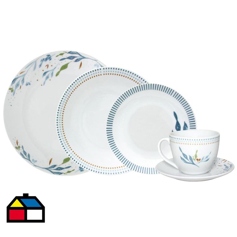 Juego de Loza 30 Piezas Porcelana Blanco | Sodimac Chile