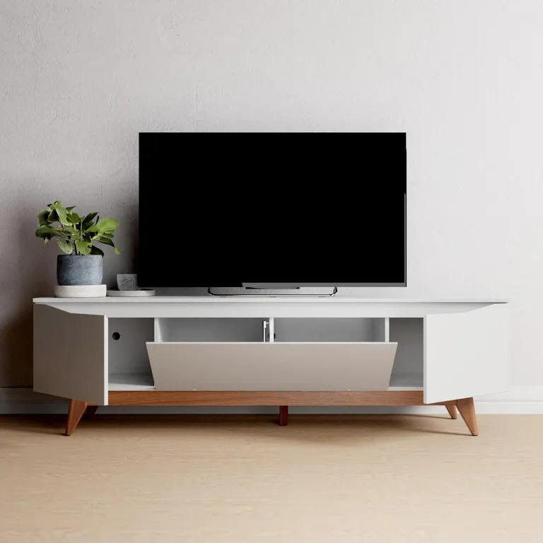 Rack TV 60 " Flynt Blanco 184x56.4x42 cm | Sodimac - Falabella