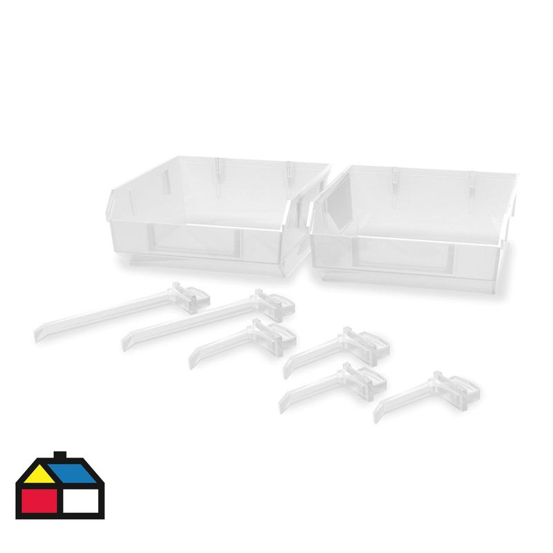 Set de Cajas Repisas Plástico 2 Nivel(es) 20x5x20 cm Transparente ...