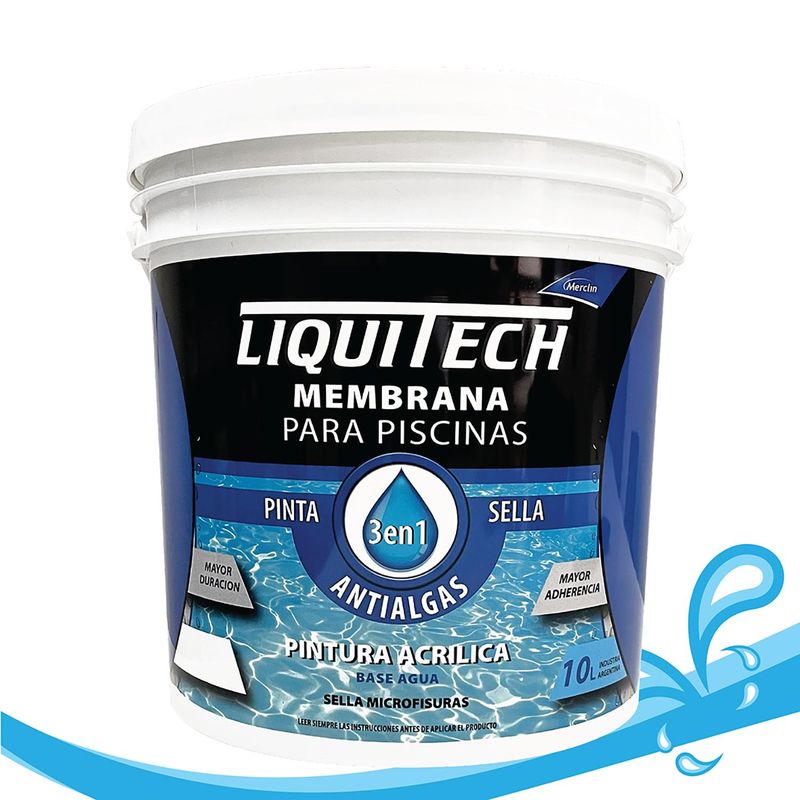 Pintura para Piscinas Membrana 3 en 1 Tineta 10 l Satinado gris acero ...
