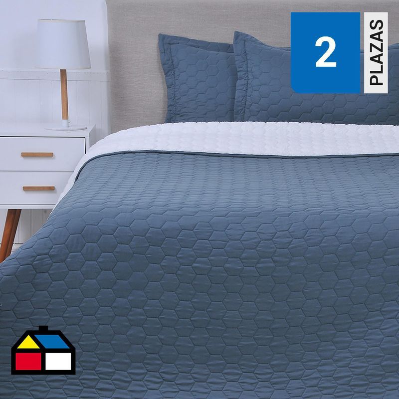 Cubrecama Quilt 2 plazas Sherpa Azul | Sodimac - Falabella