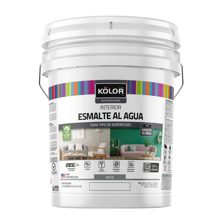 KOLOR Esmalte al agua standard interior mate base accent 4 galones ...