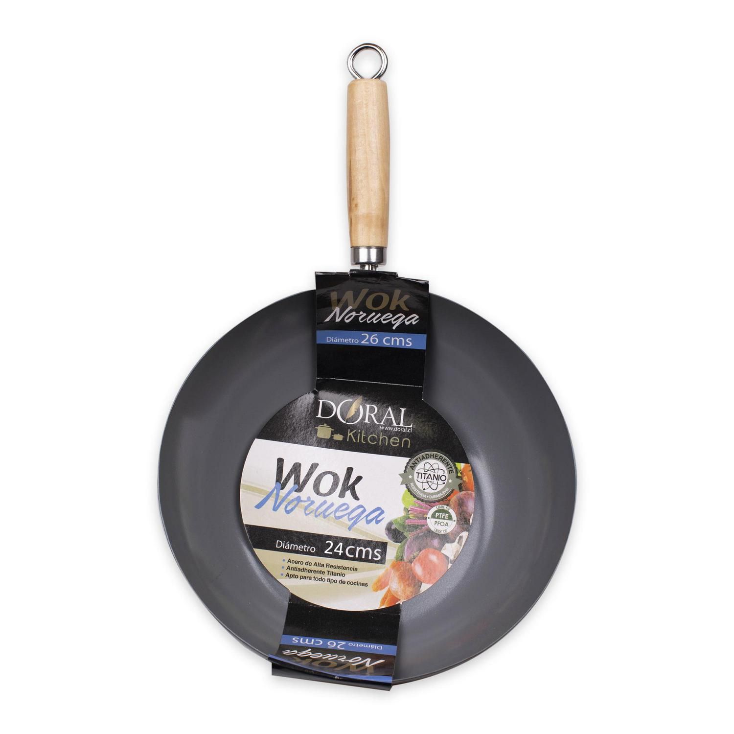 Wok 24 cm Acero Gris | Sodimac - Falabella