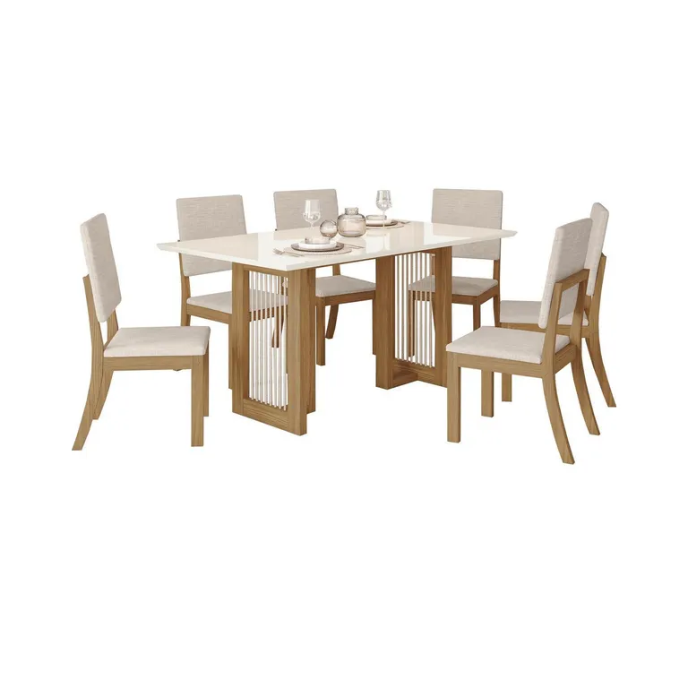 Juego de Comedor Yara 6 Sillas Mesa Rectangular 90x80x160 cm Nogal ...