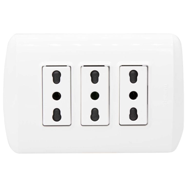 Placa Armada Modus Plus Tomacorriente Triple 10/16A Color Blanco ...