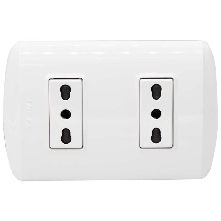 Placa armada Modus Plus tomacorriente doble 10/16A color Blanco ...