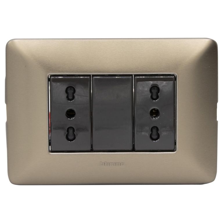 Placa armada Matix tomacorriente doble 10/16A color titanio | Sodimac ...