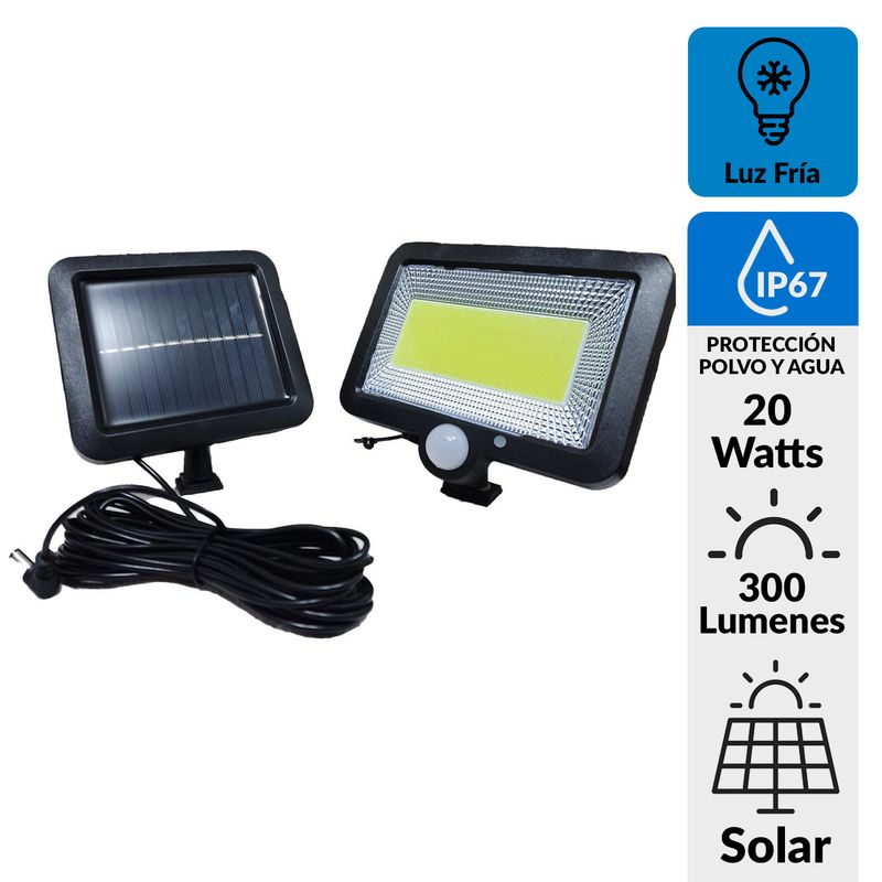 Panel Solar Led con Sensor 20 W IP 67 300 lm Luz Fría | Sodimac - Falabella