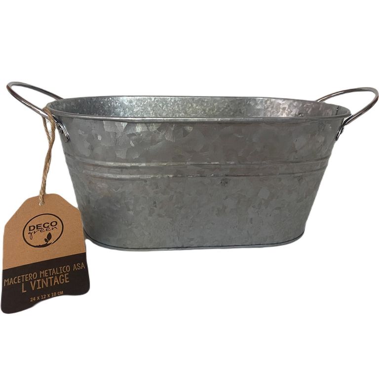 Macetero con Asa de Metal 24x10 cm Gris | Sodimac Chile