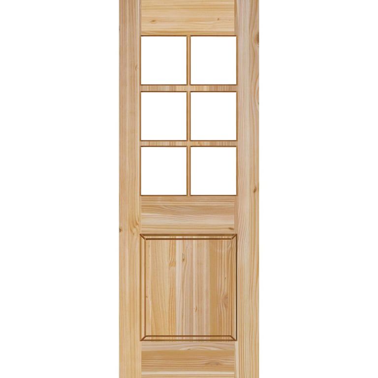 Puerta Exterior Madera pino oregón 75x200 cm Modelo 19 Natural ...