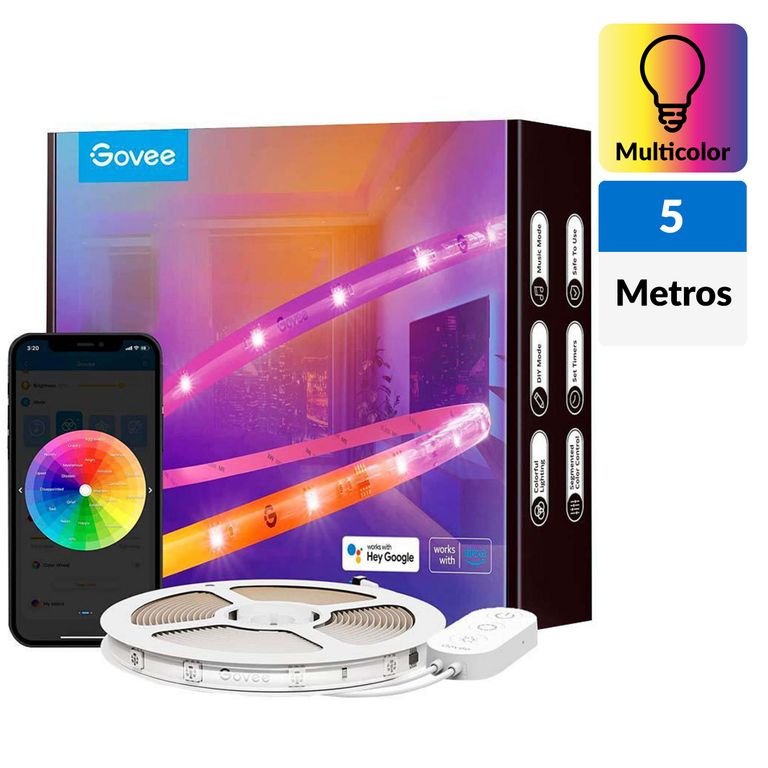 Tira Luz Led Govee Rgbic Con Revestimiento Protector 5 M | Sodimac ...