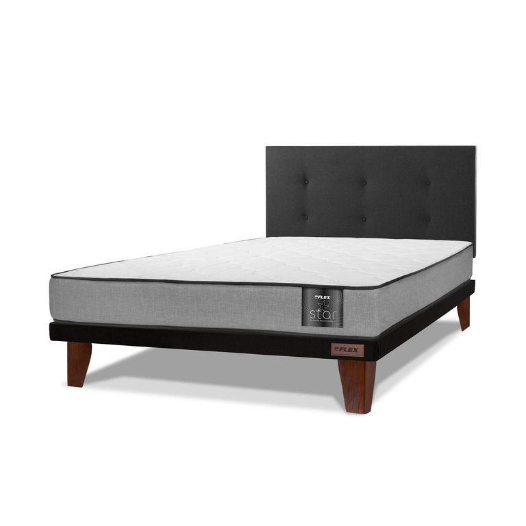 Cama Europea Flat Star 2 Plazas Base normal 150x190 cm/Respaldo Royal ...