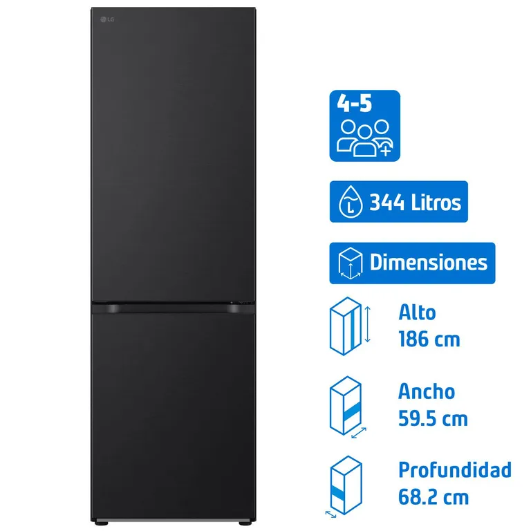 LG Refrigerador Bottom Freezer No Frost 344 Litros Negro GB37BPT ...