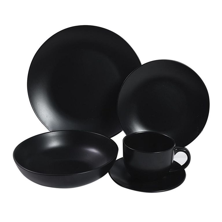 Juego de Loza 30 Piezas Cerámica STW Negro | Sodimac Chile