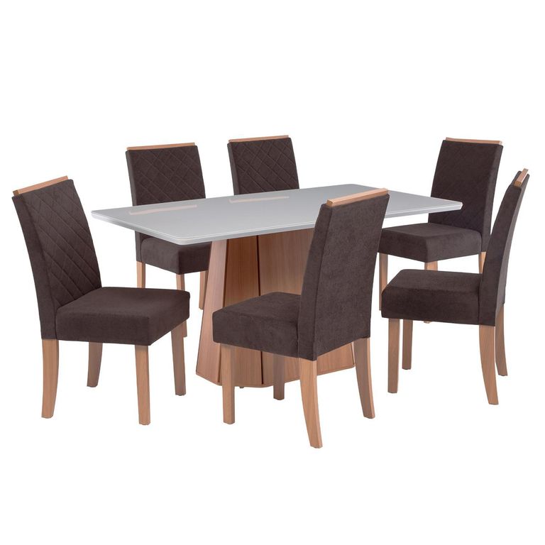 Juego de comedor Ribeira 4 Sillas Mesa Rectangular 90x80x160 cm Canela ...