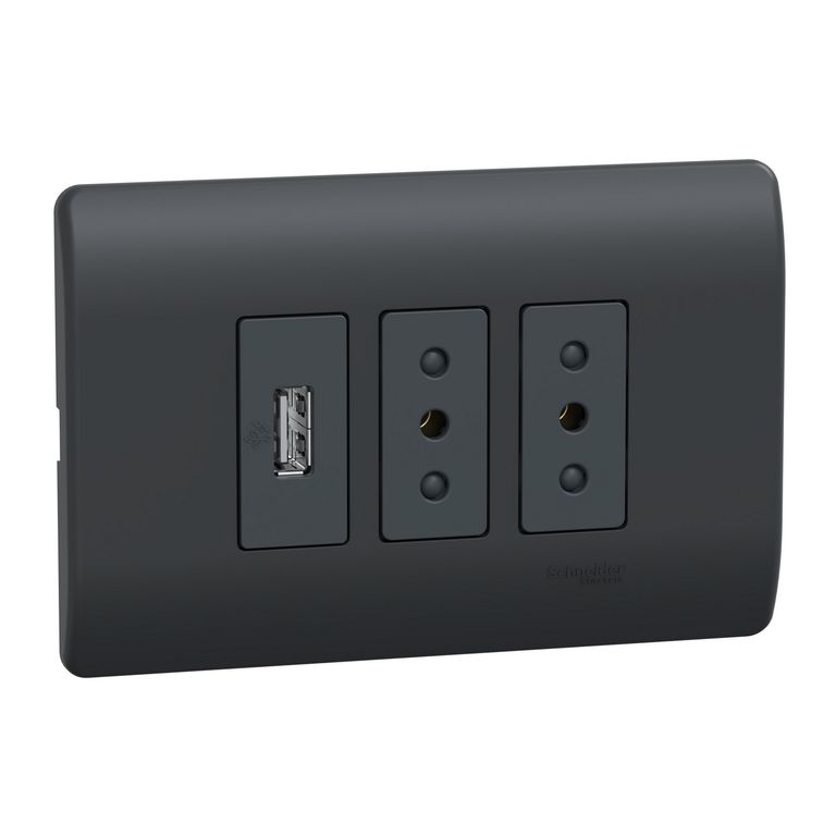 SCHNEIDER ELECTRIC Placa Genesis Armada 2 Toma Corriente 10A + 1 Usb ...