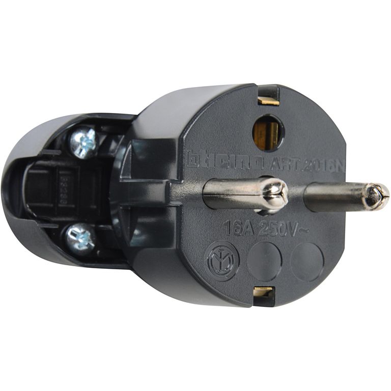 Enchufe macho volante schuko 2p+t 16 A Negro | Sodimac Chile