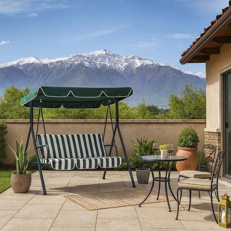 Sillón columpio de terraza 3 personas rayas verde | Sodimac - Falabella