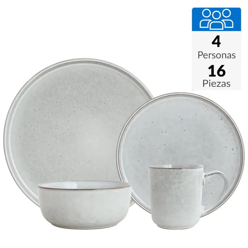 Juego de Loza 16 Piezas Cerámica Seul Gris | Sodimac - Falabella