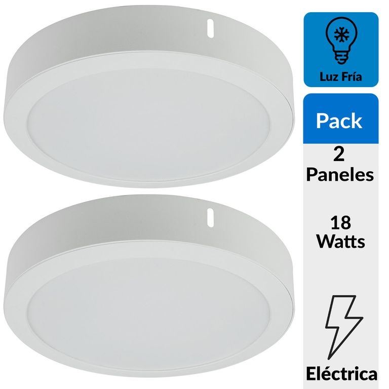 Pack 2 Paneles Led Sobrepuestos Circular 18 W Luz Fría | Sodimac ...