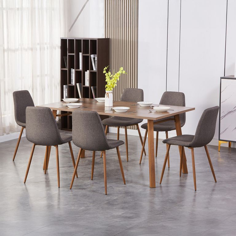 Juego de Comedor Mira 6 Sillas Mesa Rectangular 90 x 160 x 75 cm Madera ...