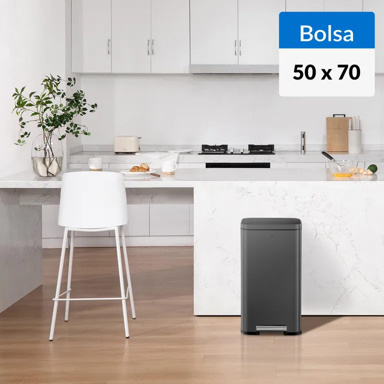 Basurero de Bolsa 50x70 cm 30 Litros Acero Inoxidable Negro Mate ...