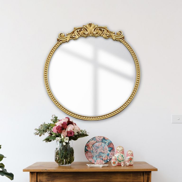 Espejo Decorativo Forma Redonda 61x61 cm Dorado Rococo | Sodimac ...