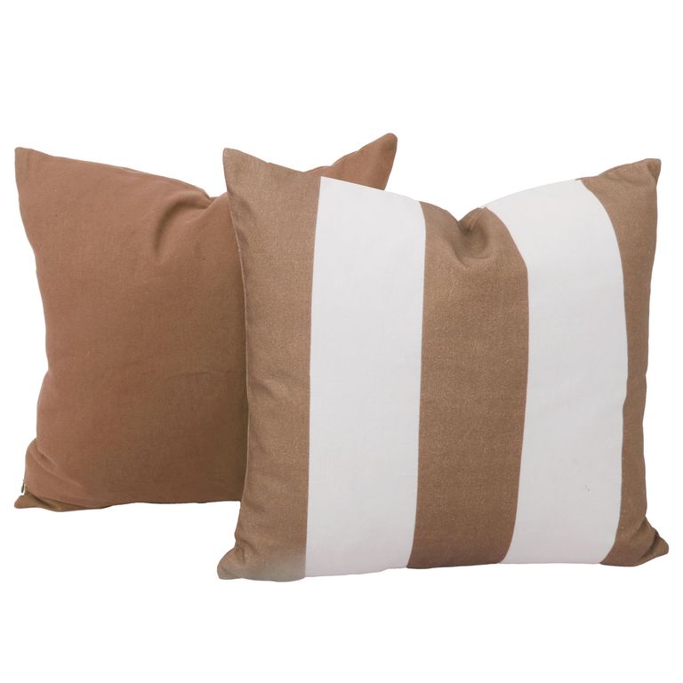 Set 2 Cojines Rayas Café 45x45 cm | Sodimac Chile