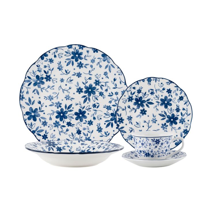 Juego de Loza 30 Piezas Porcelana Ancona Azul | Sodimac Chile