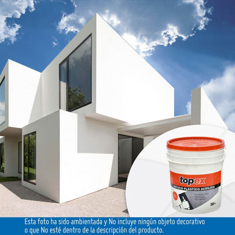 Estuco Plástico 5 Galones Paredes/Techos Interior y Exterior TOPEX ...