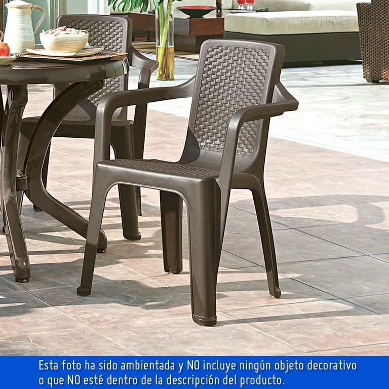 Silla Plástica con Brazos Eterna Wengue Rimax RIMAX | falabella.com