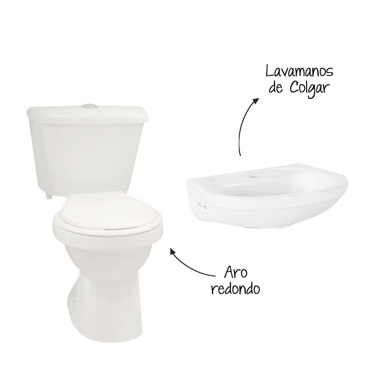 Combo Tao: Sanitario Tao Redondo Blanco De 2 Piezas + Lavamanos Acuacer ...