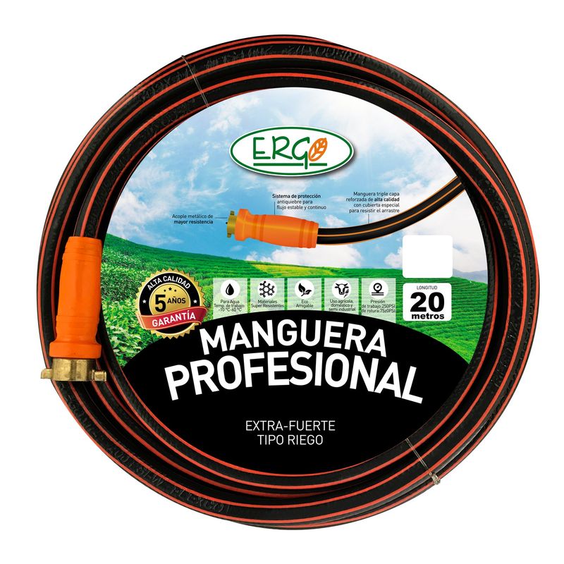 Manguera Bicolor Naranja/Negro 20 Metros De Longitud Con Acoples ...