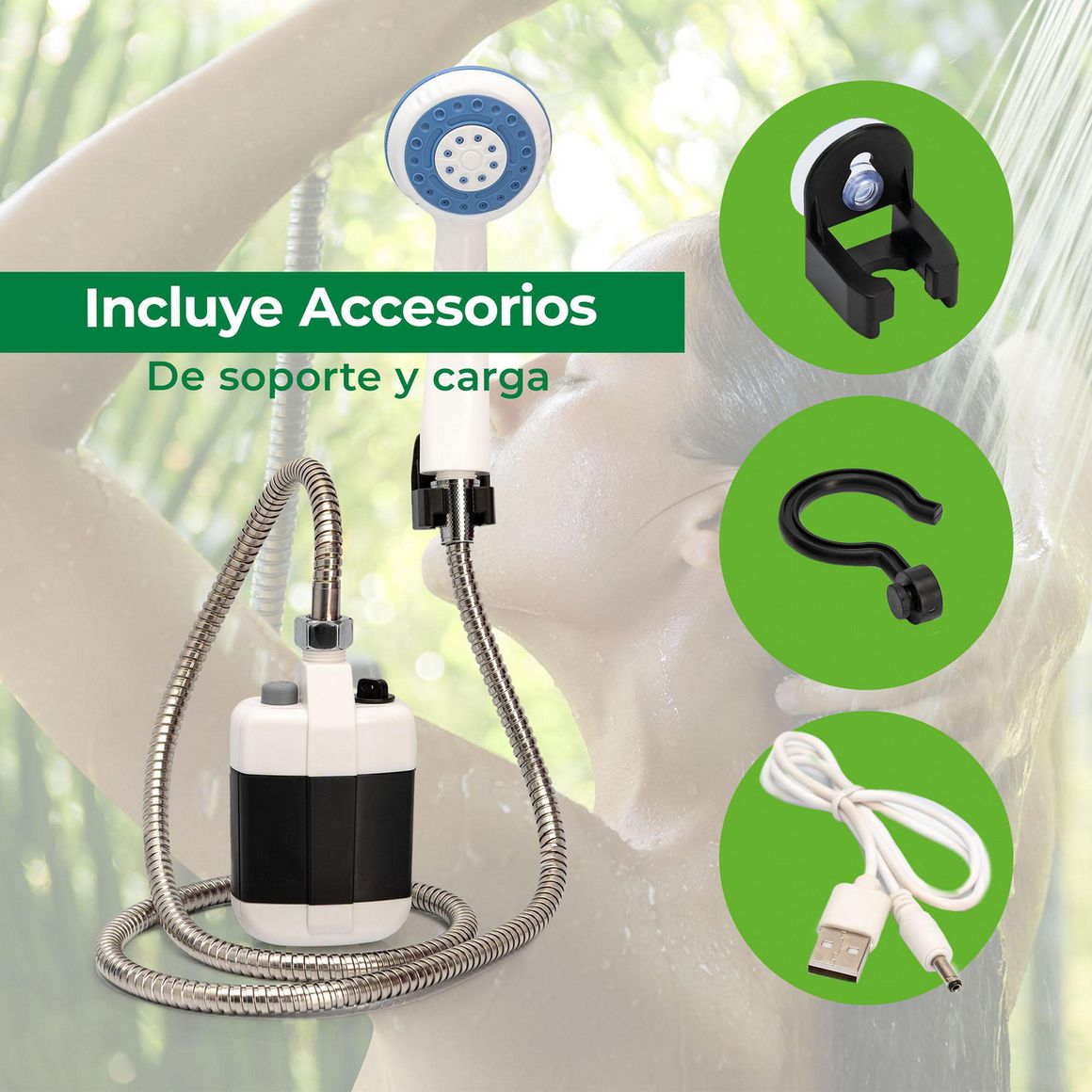 Regadera Portátil Usb Recargable Ducha Camping O Mascotas - Homecenter ...