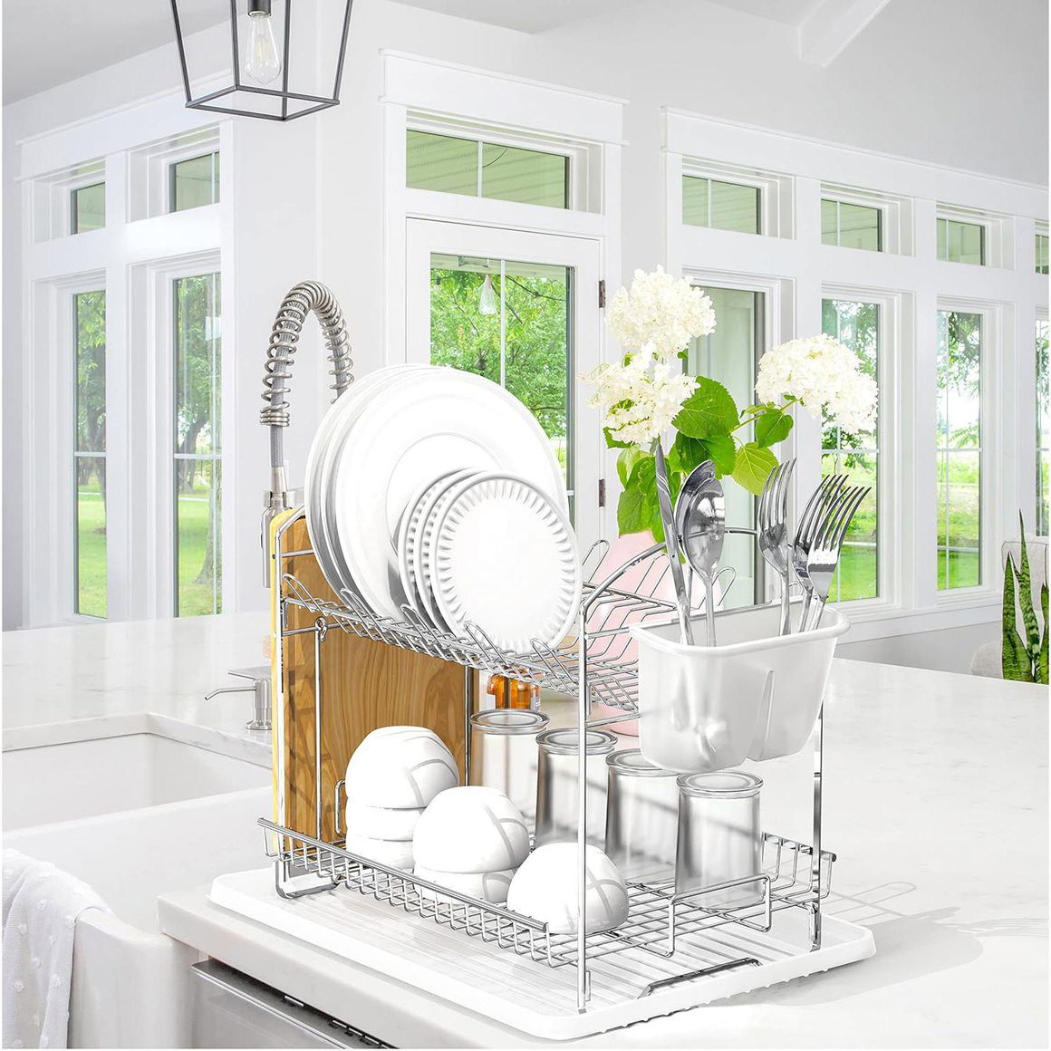 Escurridor Platos Cocina Dos Niveles Acero Cromado Simple Houseware ...