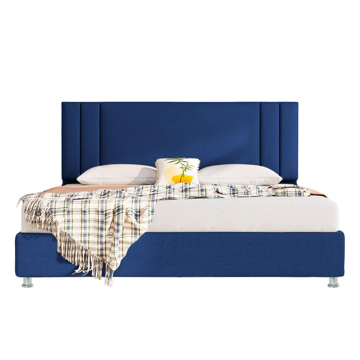 Combo Base Cama con Espaldar Semidoble Lupe 120x190x130 Azul ...