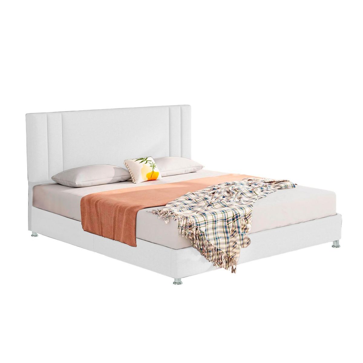 Combo Base Cama con Espaldar Doble Lupe 140x190x130 Blanco EKONOMODO ...