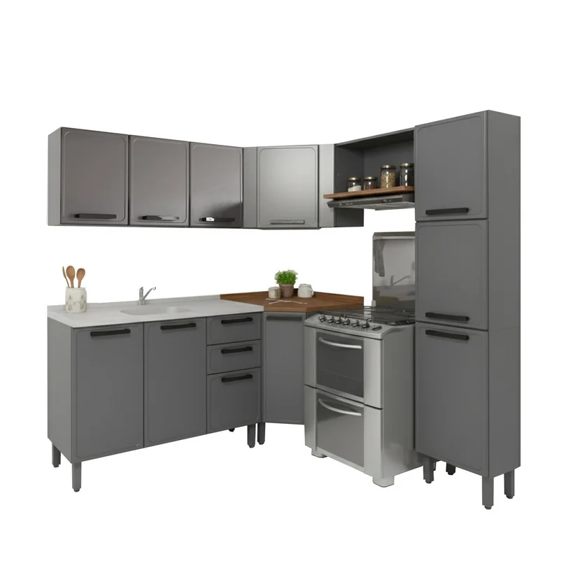 Cocina Integral En Acero En L 191X248X108Cm 11 Puertas Incluye ...