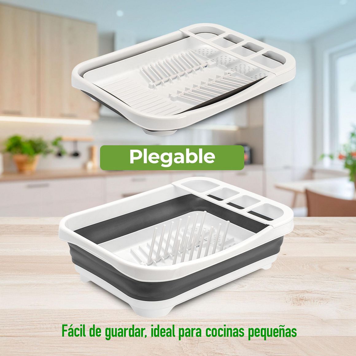 Escurridor de Platos Plegable con Drenaje Y Compartimentos - Homecenter ...