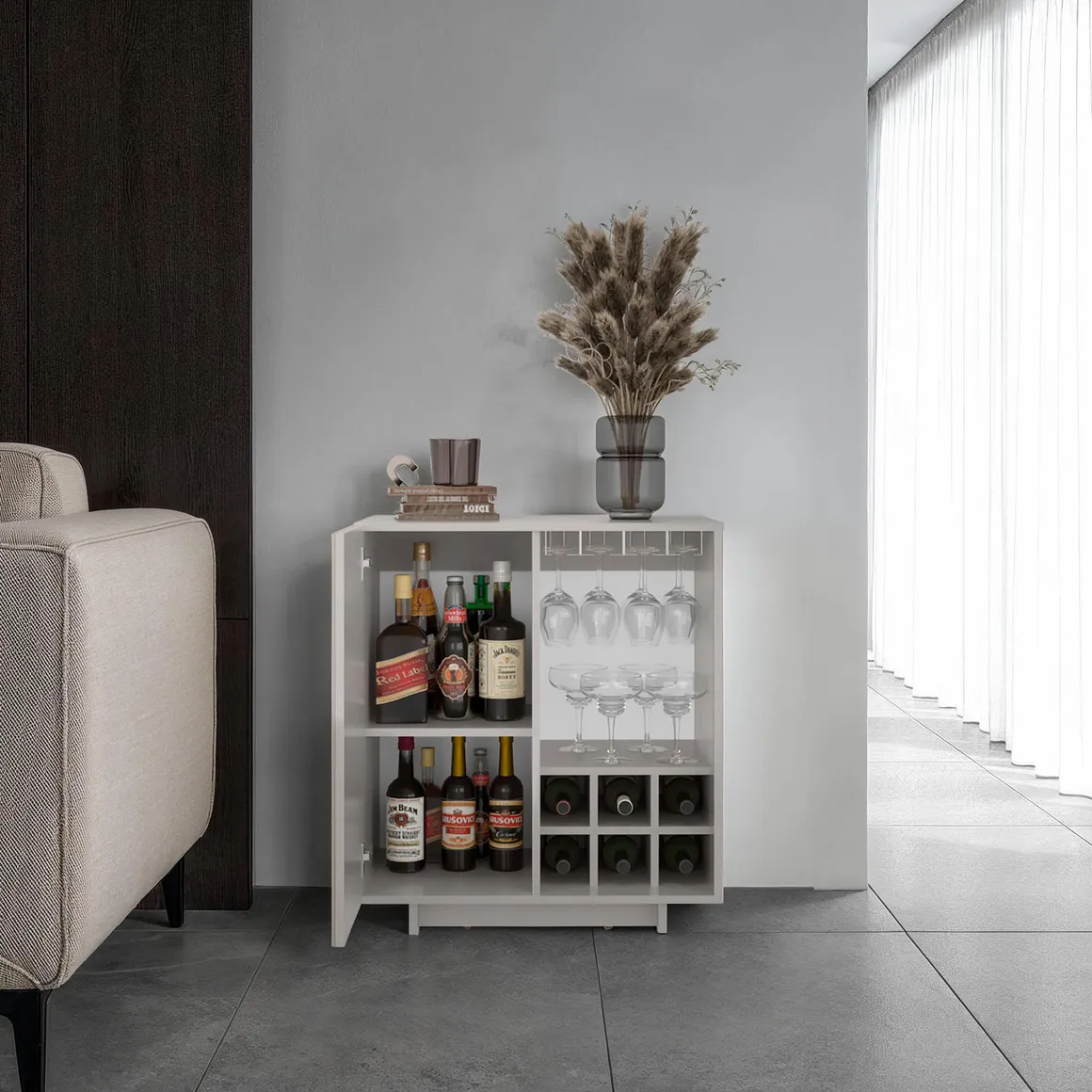 Bar Bowie 78.6x70x40.8 cm Gris Claro + Natural - Homecenter.com.co