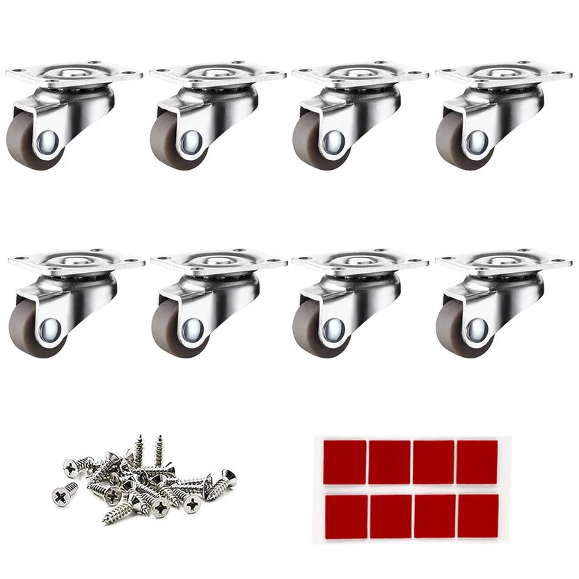 Mini Ruedas Caster 0.5 Placas Adhesivas 8 Piezas - Homecenter.com.co
