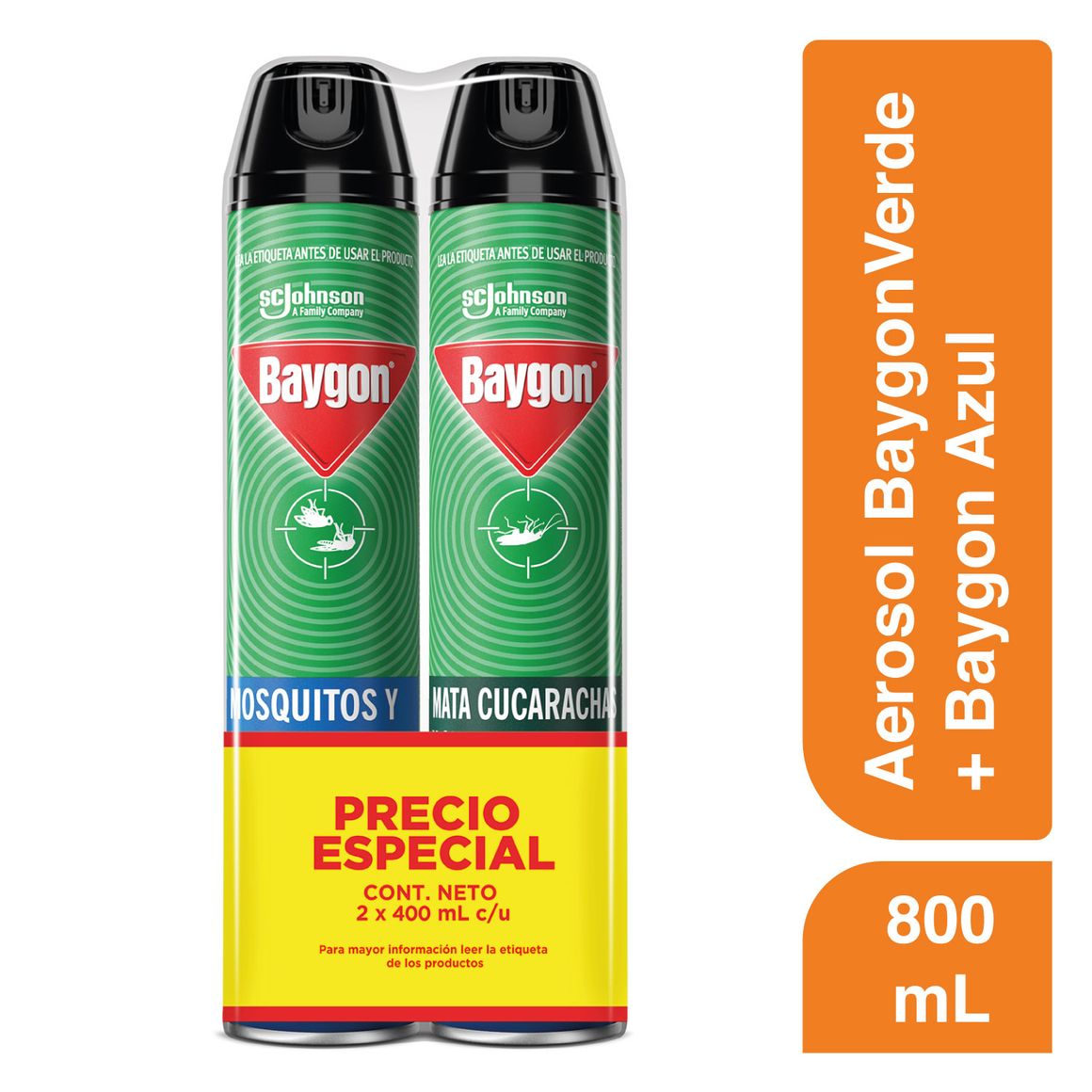 Insecticida Aerosol Baygon Moscas 400+Cucarachas 400ml - Homecenter.com.co