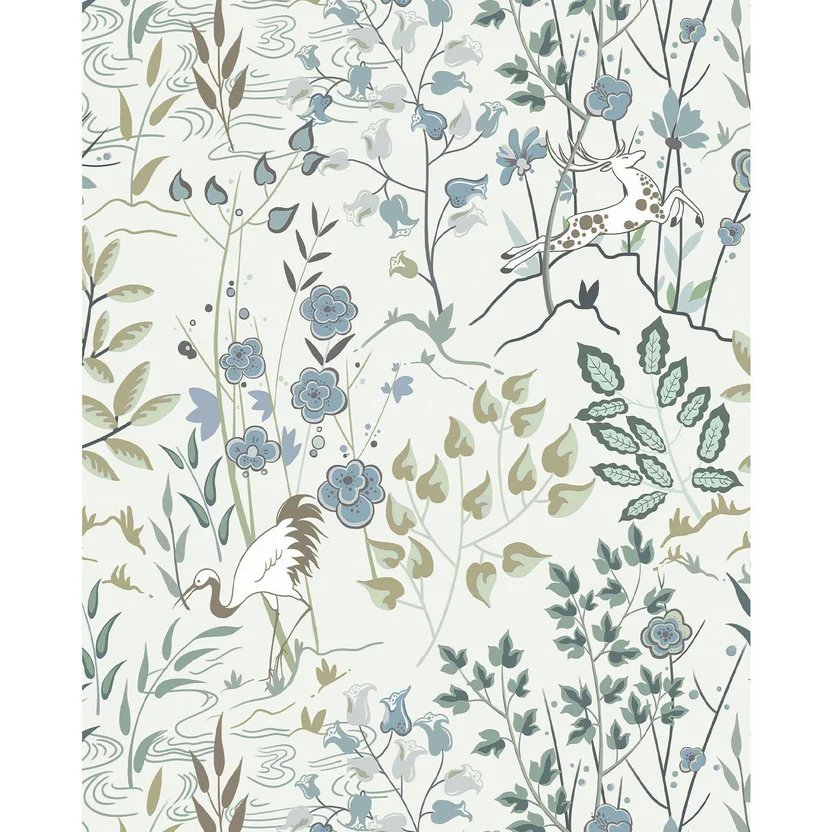 Papel Mural Floral Moderno Autoadhesivo con Gatos y Pájaros - Homecenter.com.co